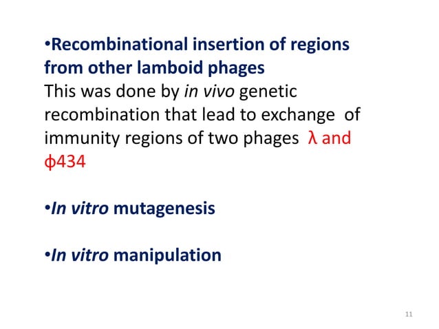 Lectut btn-202-ppt-l4. bacteriophage lambda and m13 vectors (1) | PPTX