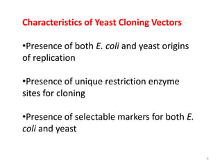 Lectut btn-202-ppt-l5. yeast cloning vectors (1) | PPTX