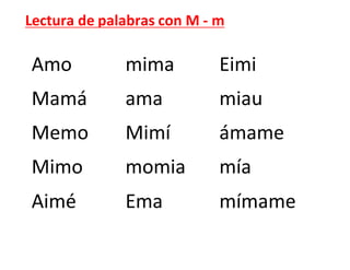Lectuta de vocales m, p, s | DOCX