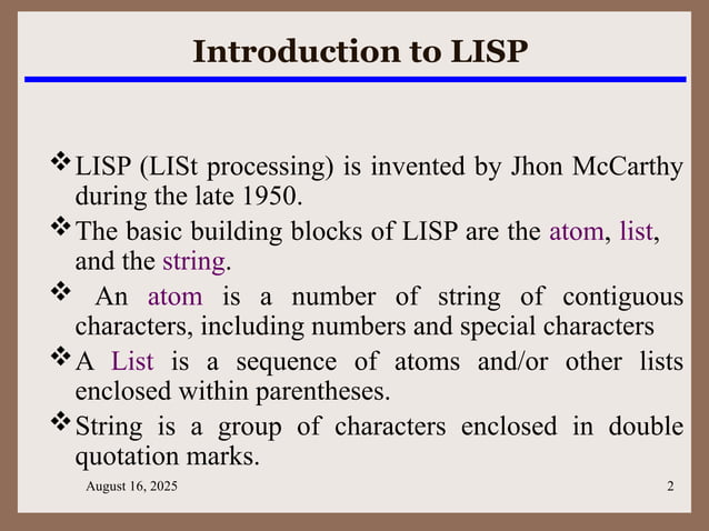 Lisp_Artificial Intelligence Language.pptx