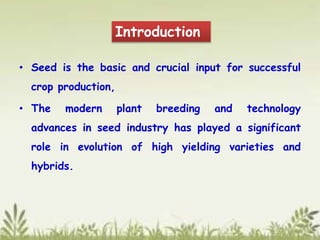 Seed and Seed technology | PPTX | Agriculture | Industries