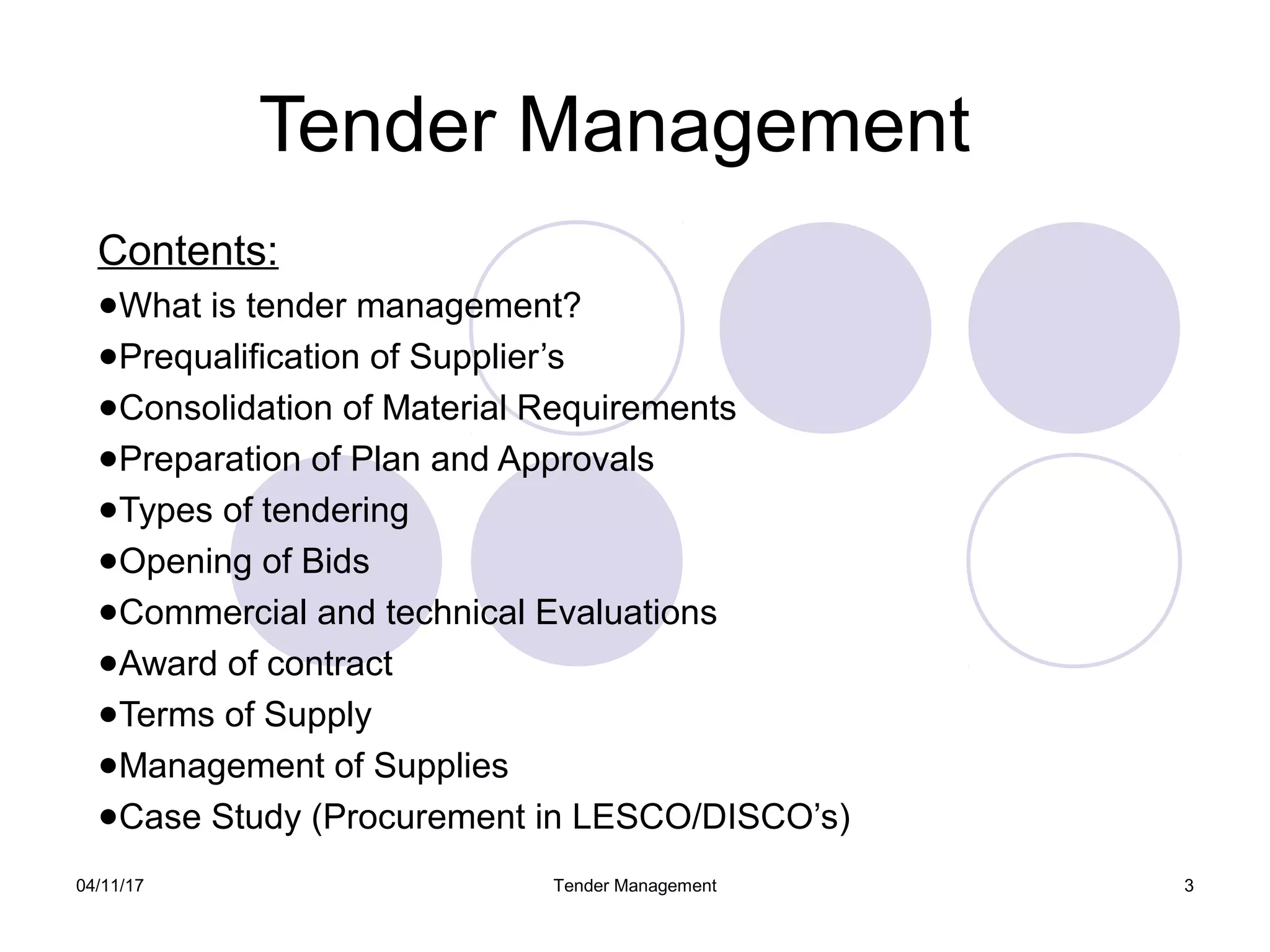 Tender Management | PPT | Commodities | Economy