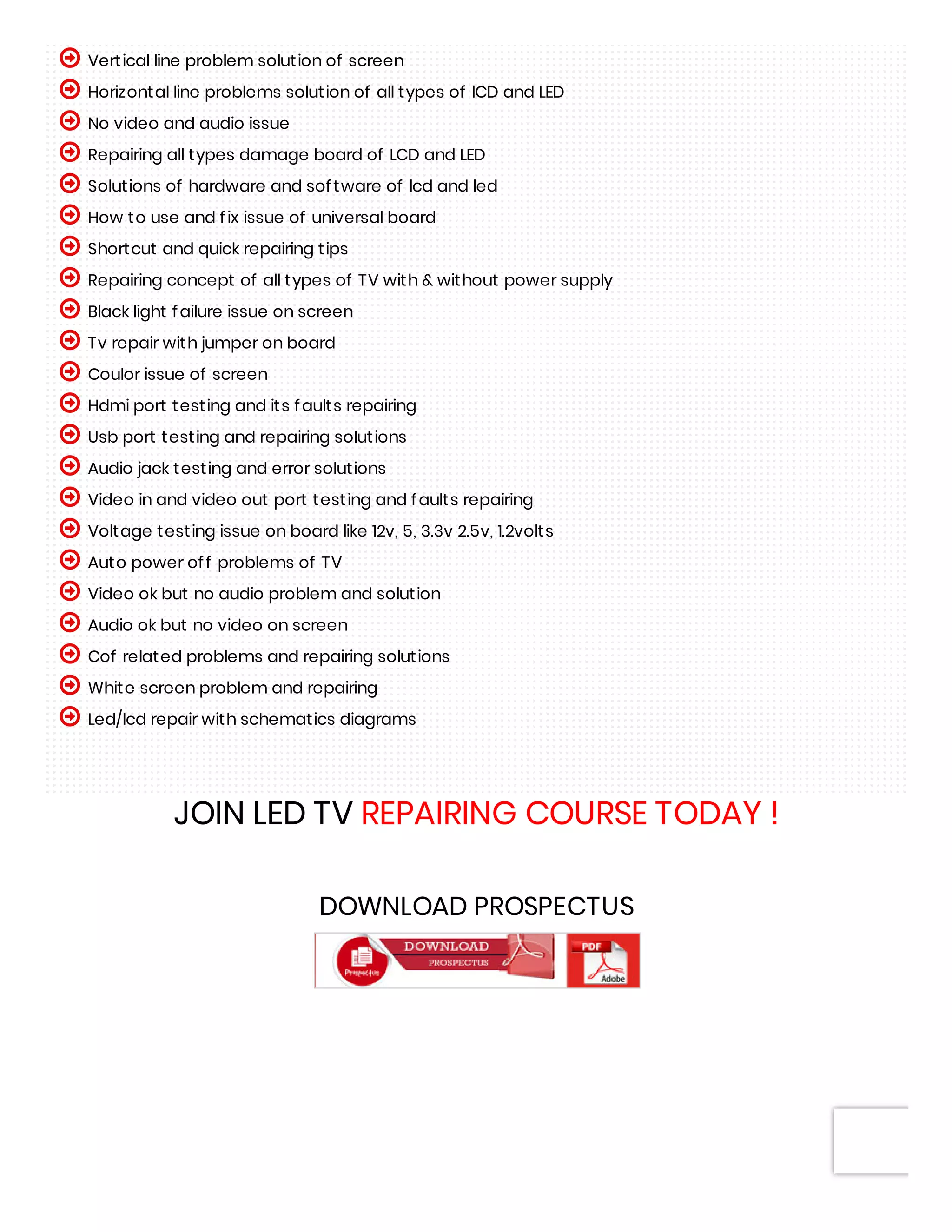 Led tv repairing course | PDF