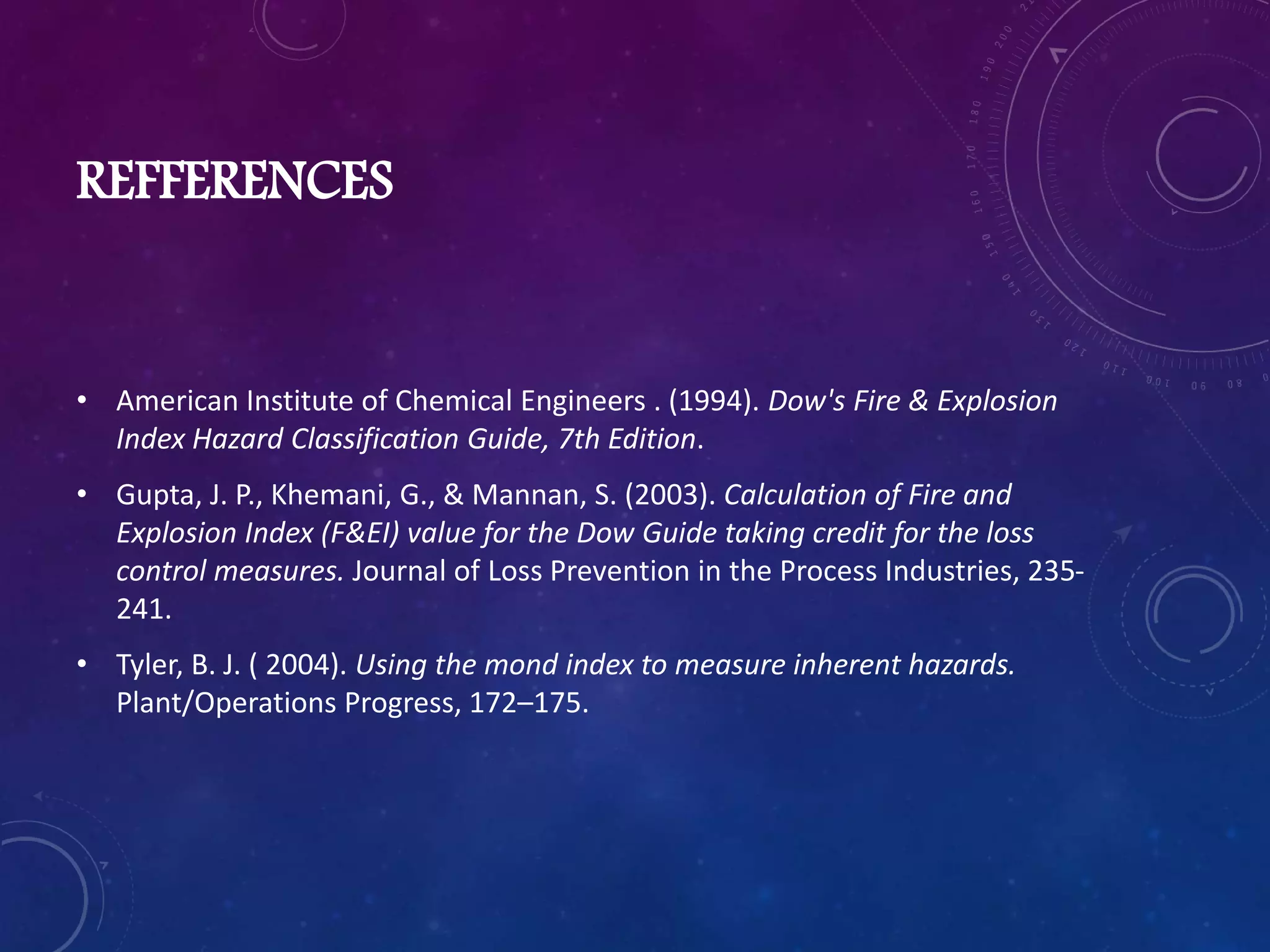 Dow Fire and Explosion Index (Dow F&EI) and Mond Index | PPTX
