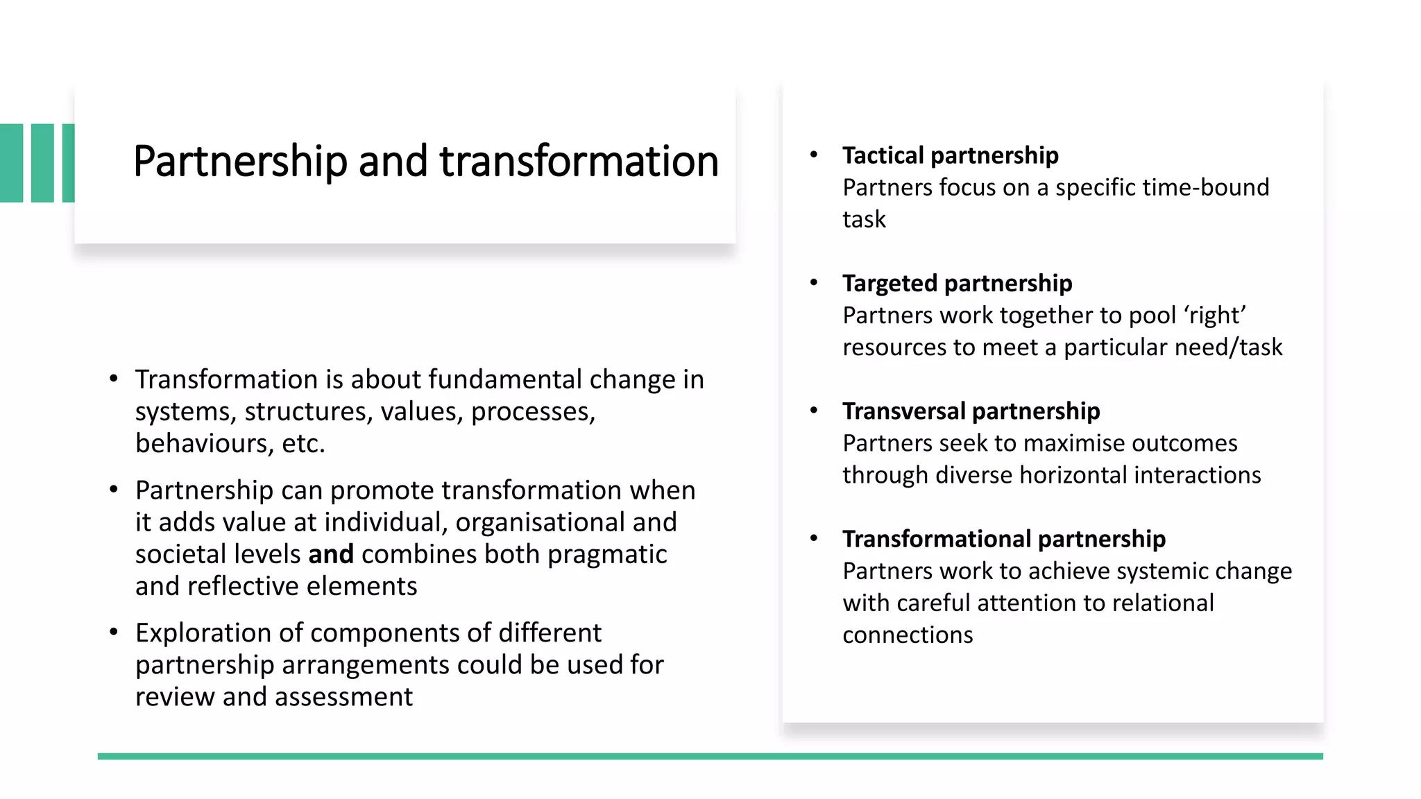 Partnership and Transformation, The Promise of Multi-stakeholder ...