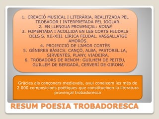 L’Edat Mitjana: la lírica trobadoresca | PPTX