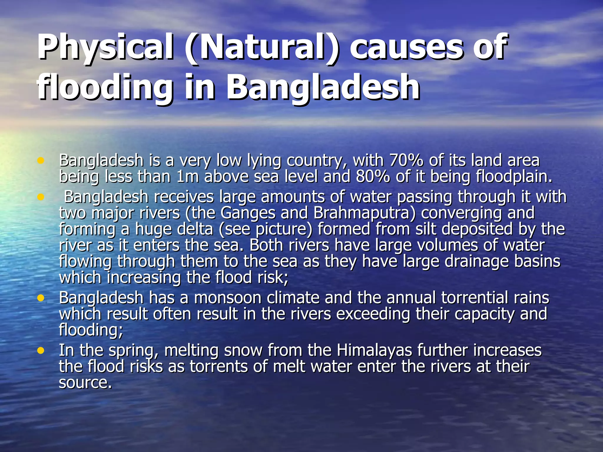 LEDC flooding case study Bangladesh 1998 | PPT