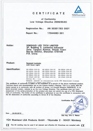Led downlight tuv gs certification | PDF
