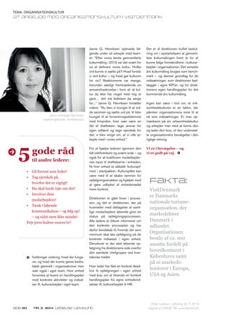 Ledelse i udvikling - At arbejde med organisationskultur i VisitDenmark | PDF