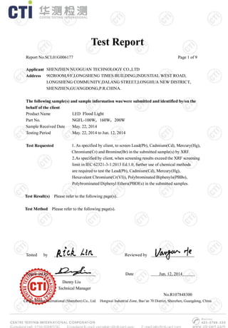 Led flood light rohs certificate | PDF