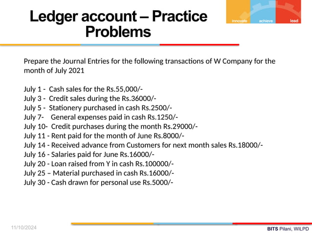 Ledger & Posting of transciption and the financial accounting | PPT