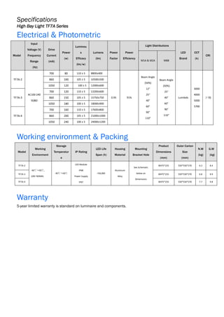Led high bay light tf7 a series | PDF