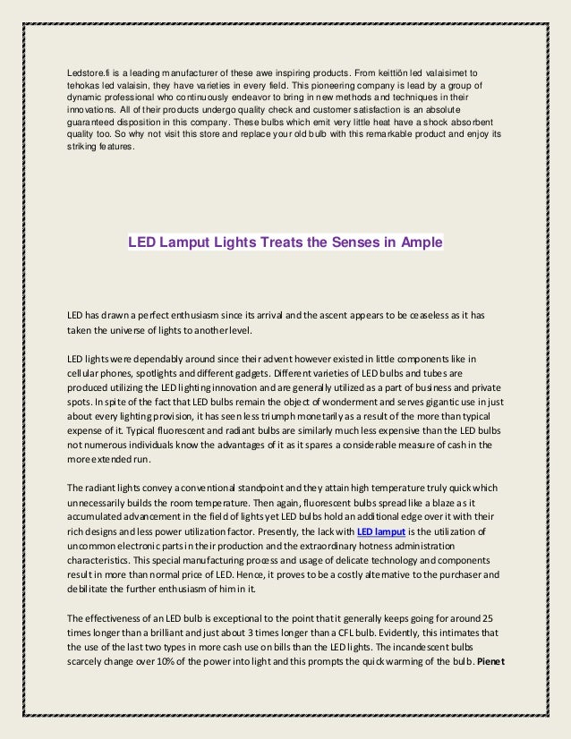 Led lamput lights treats the senses in ample | PDF