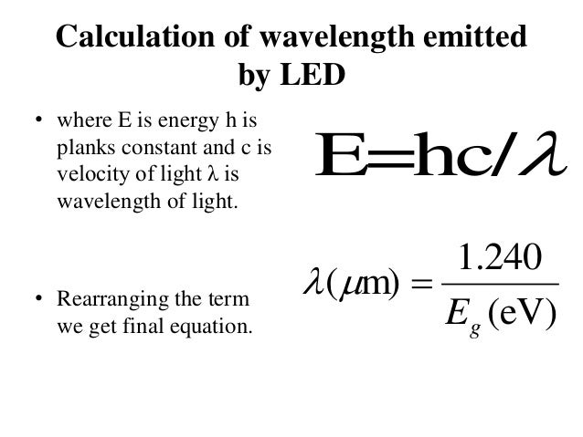 Wavelength Energy Equation