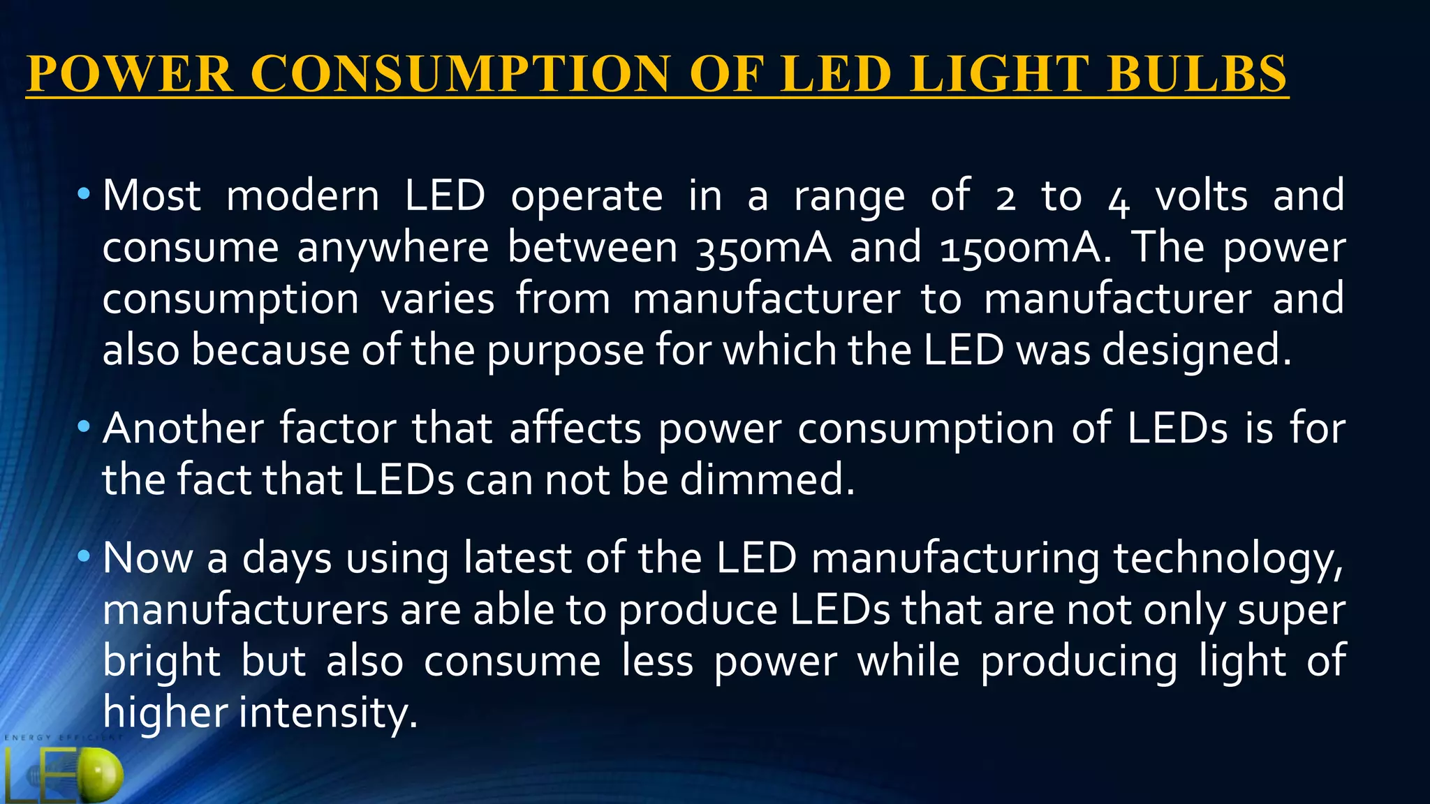 Led lighting for energy efficiency | PPTX