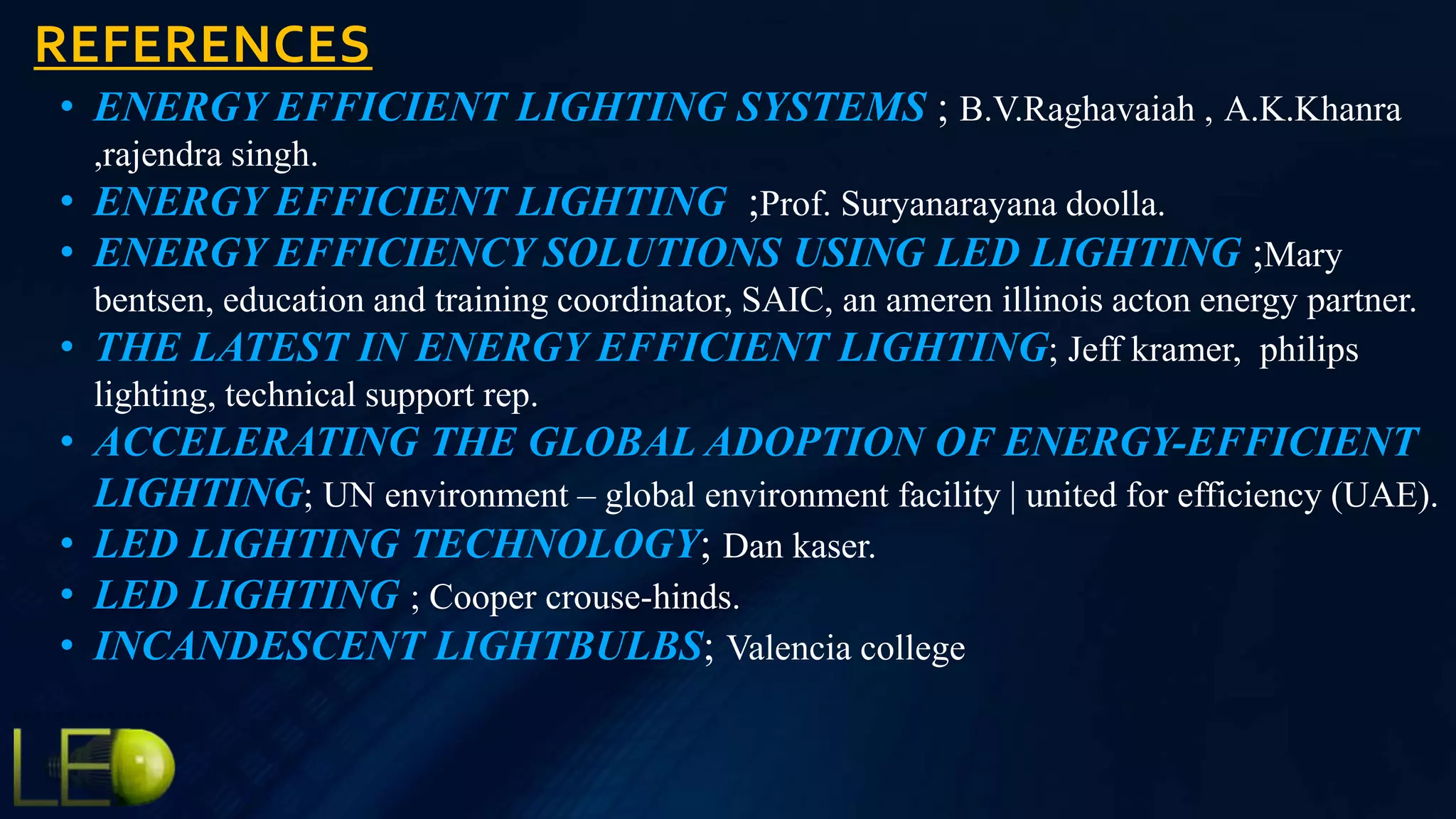 Led lighting for energy efficiency | PPTX