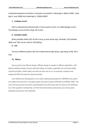 Led luminaires basic parameters collection | PDF