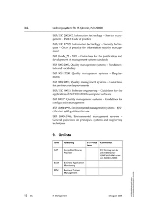 Ledningssystem för IT-tjänster ISO/IEC 20000 | PDF