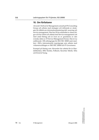 Ledningssystem för IT-tjänster ISO/IEC 20000 | PDF
