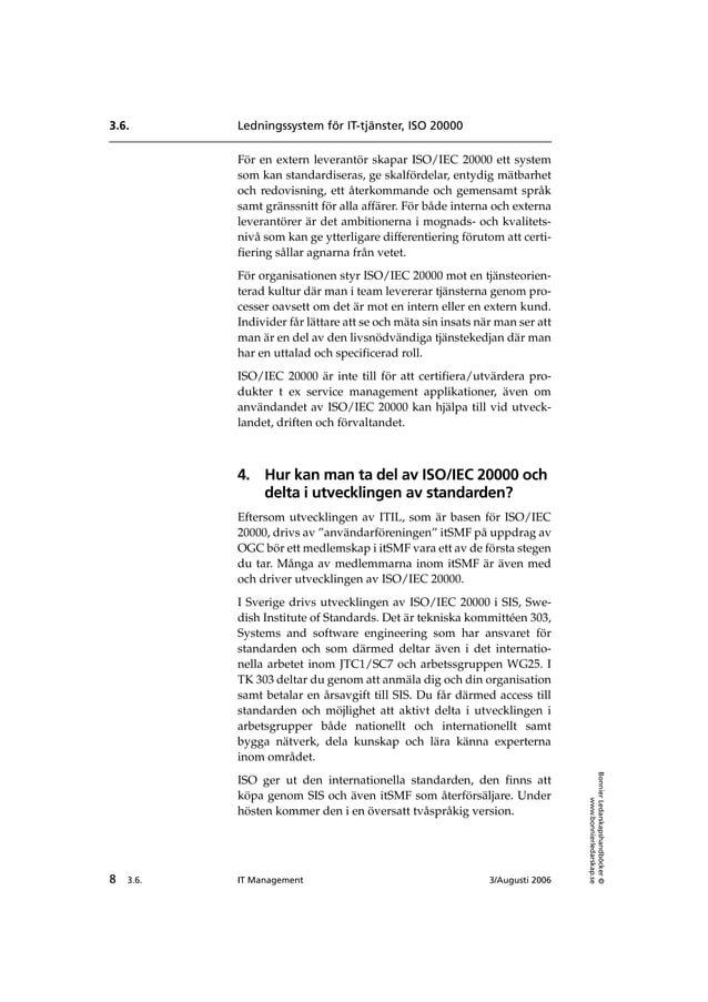 Ledningssystem för IT-tjänster ISO/IEC 20000 | PDF