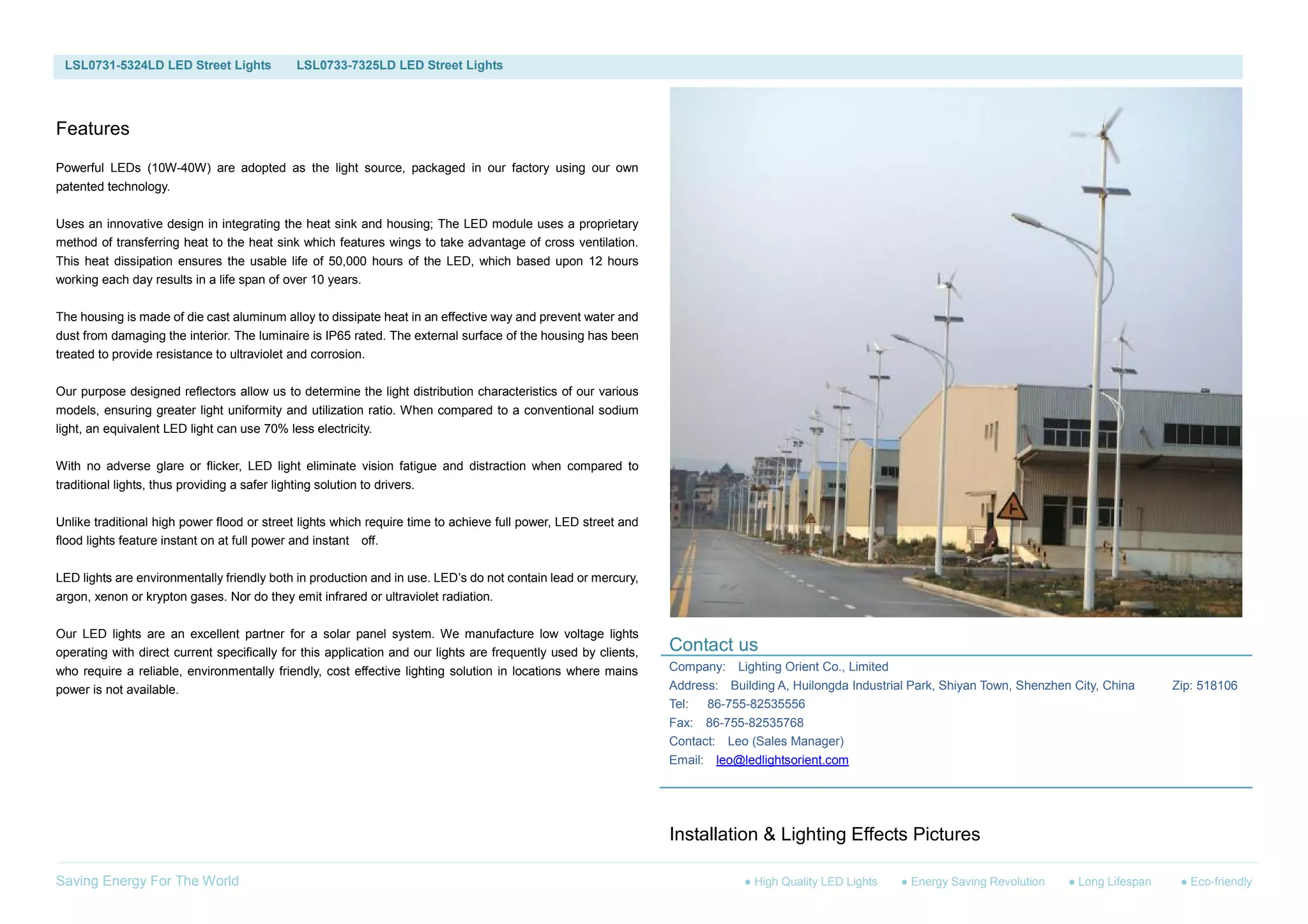 Led street lights manual - Lighting Orient | PDF