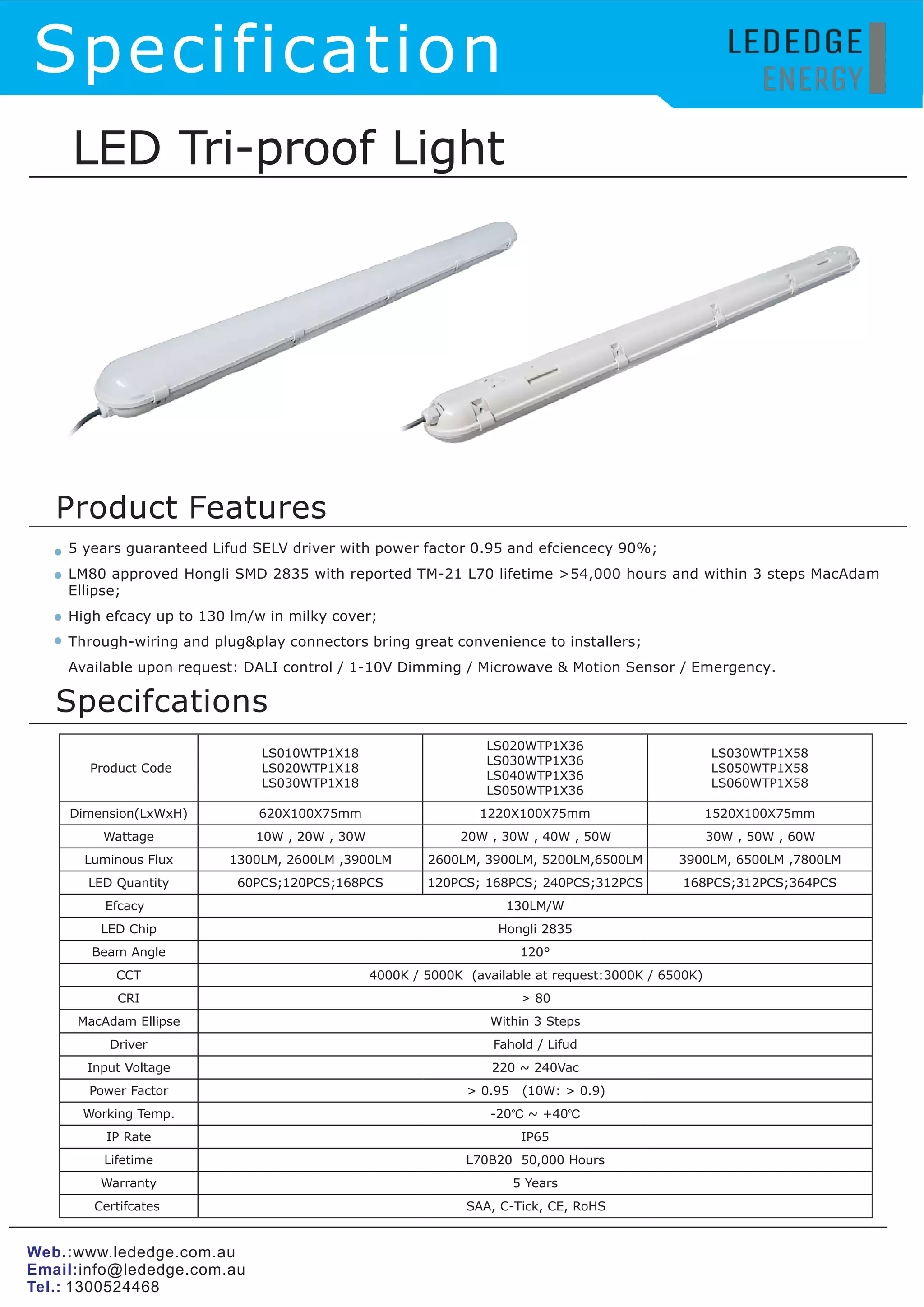 LED Tri Proof Light data_sheet | PDF