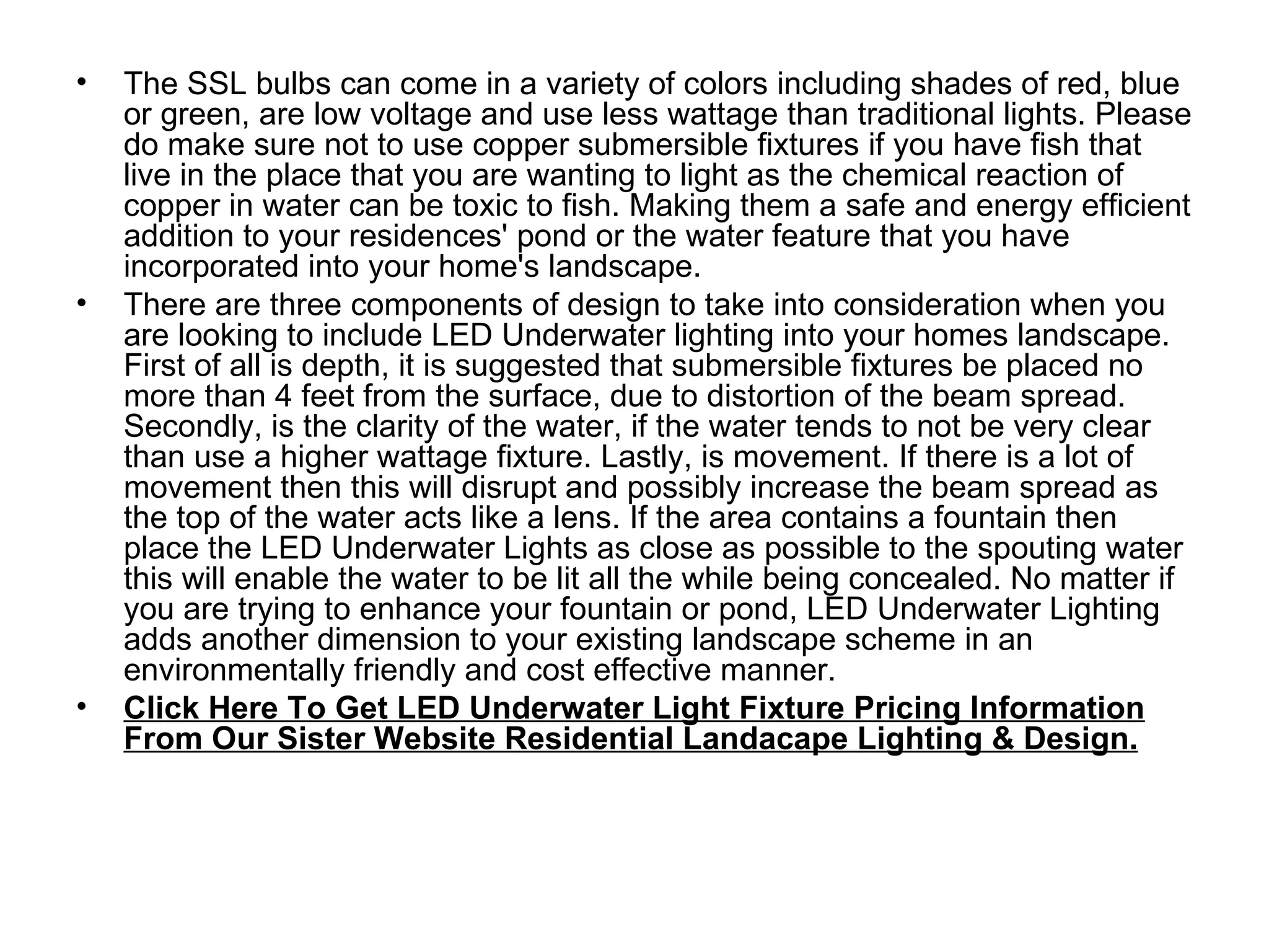 Led underwater lighting | PPT