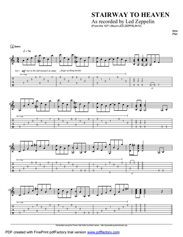 Led zeppelin tablatura e partitura de stairway to heaven | PDF
