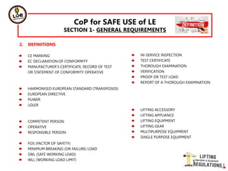 SAFE USE OF LIFTING EQUIPMENT LEEA | PPTX