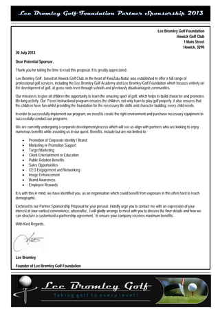 Lee bromley golf foundation partner sponsorship proposal 2013 opt | PDF