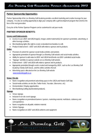 Lee bromley golf foundation partner sponsorship proposal 2013 opt | PDF