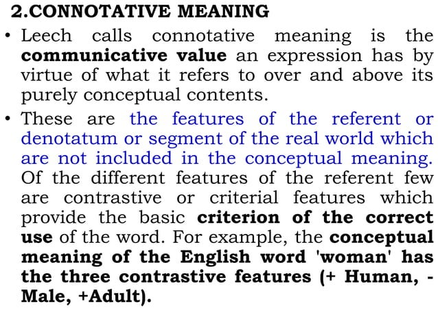 LEECH'S SEVEN TYPES OF MEANING | PPTX