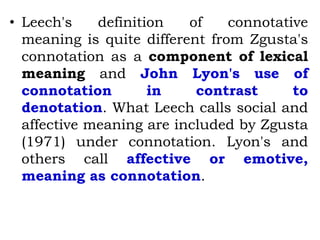 LEECH'S SEVEN TYPES OF MEANING | PPTX