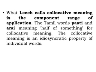 LEECH'S SEVEN TYPES OF MEANING | PPTX