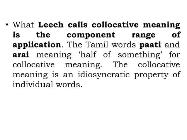 LEECH'S SEVEN TYPES OF MEANING | PPTX