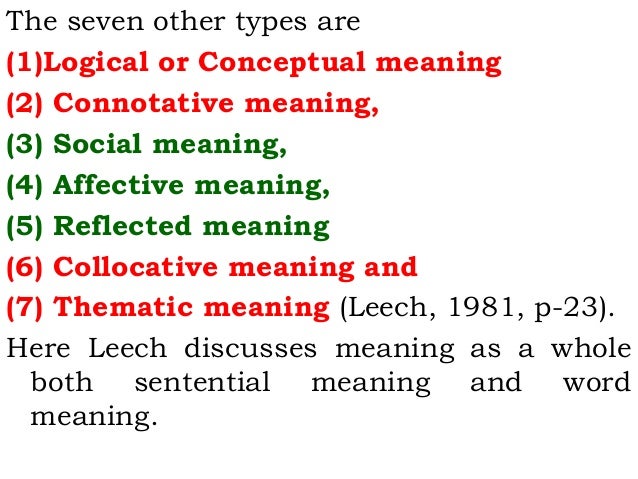 LEECH'S SEVEN TYPES OF MEANING