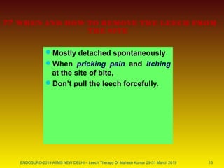 Leech therapy overview Dr Mahesh Kumar cbpacs New Delhi | PPT