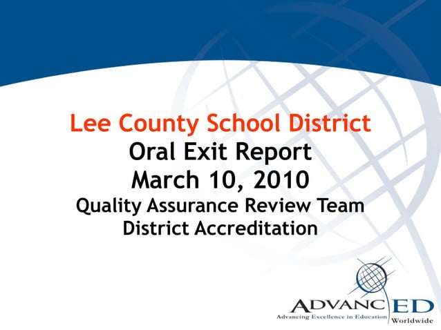 Lee co oral exit report | PPT
