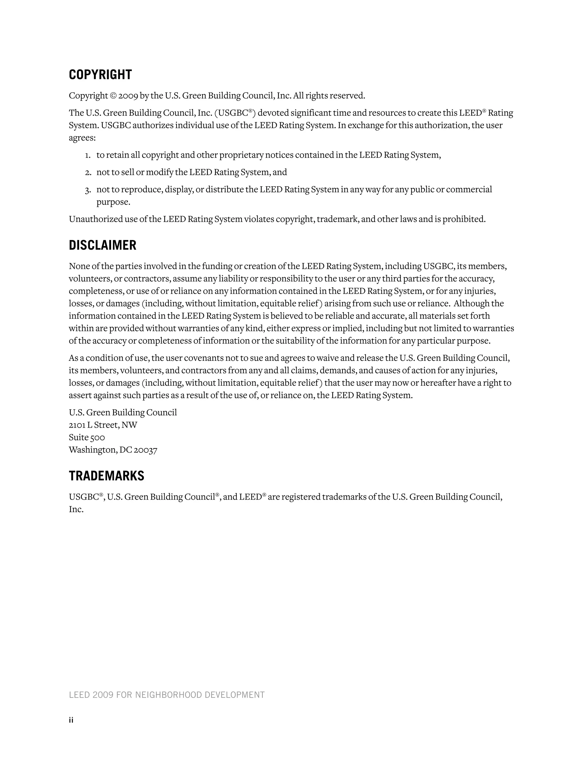 Leed 2009 for neighborhood development rating system | PDF