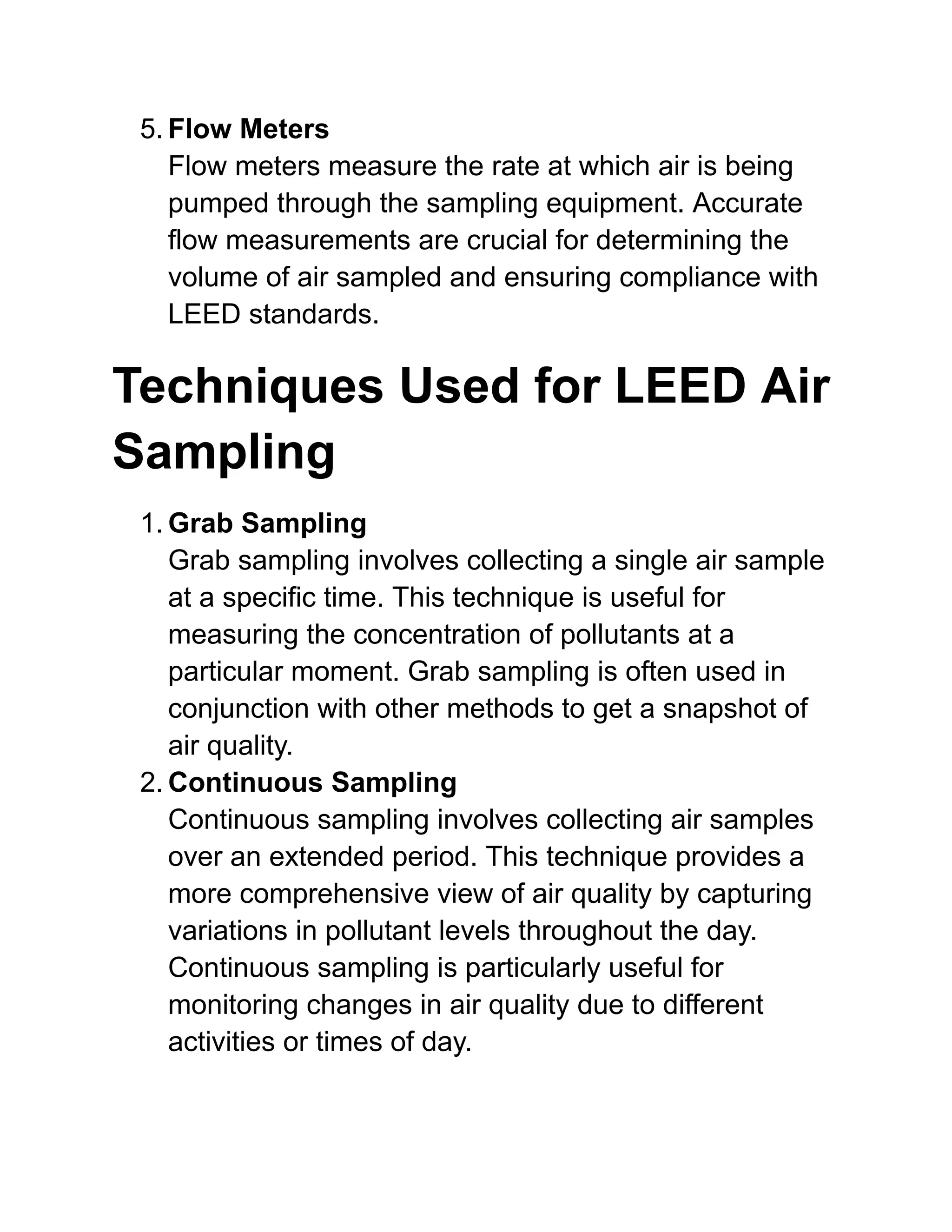 What Types of Equipment and Techniques Are Used for LEED Air Sampling | PDF