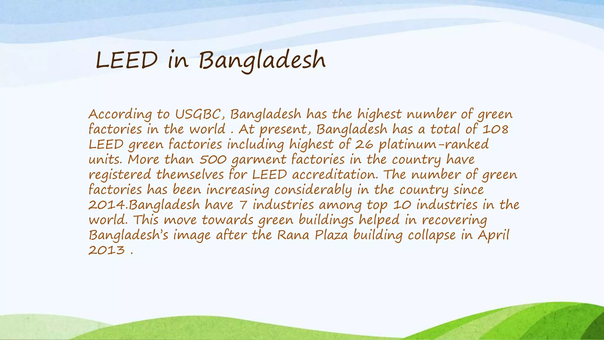 Leed factories in bangladesh 1 | PPTX