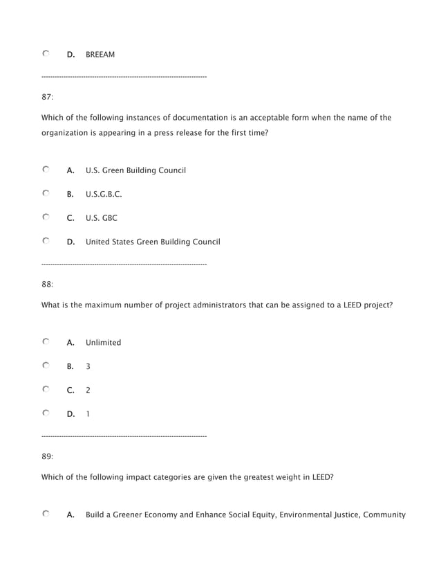Leed ga question | PDF