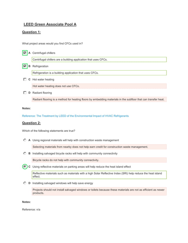 Leed green associate pool a - answer | PDF