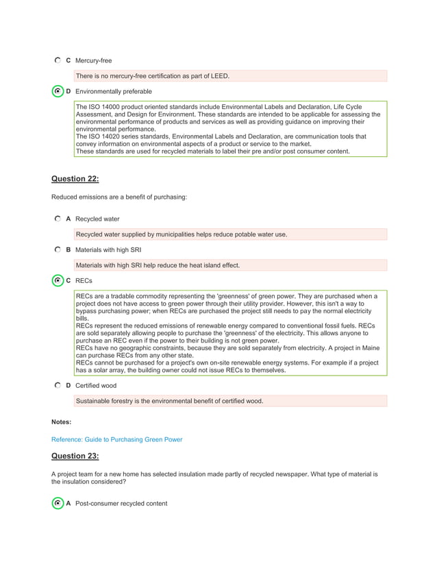 Leed green associate pool a - answer | PDF