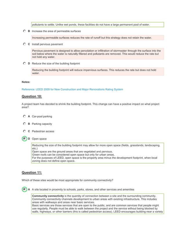 Leed green associate pool a - answer | PDF