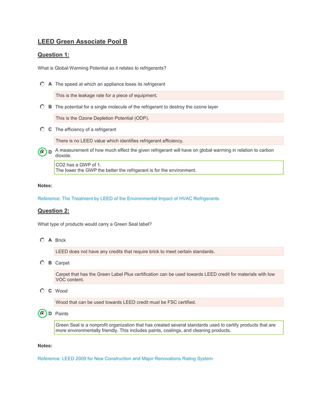 Leed green associate pool b - answer | PDF