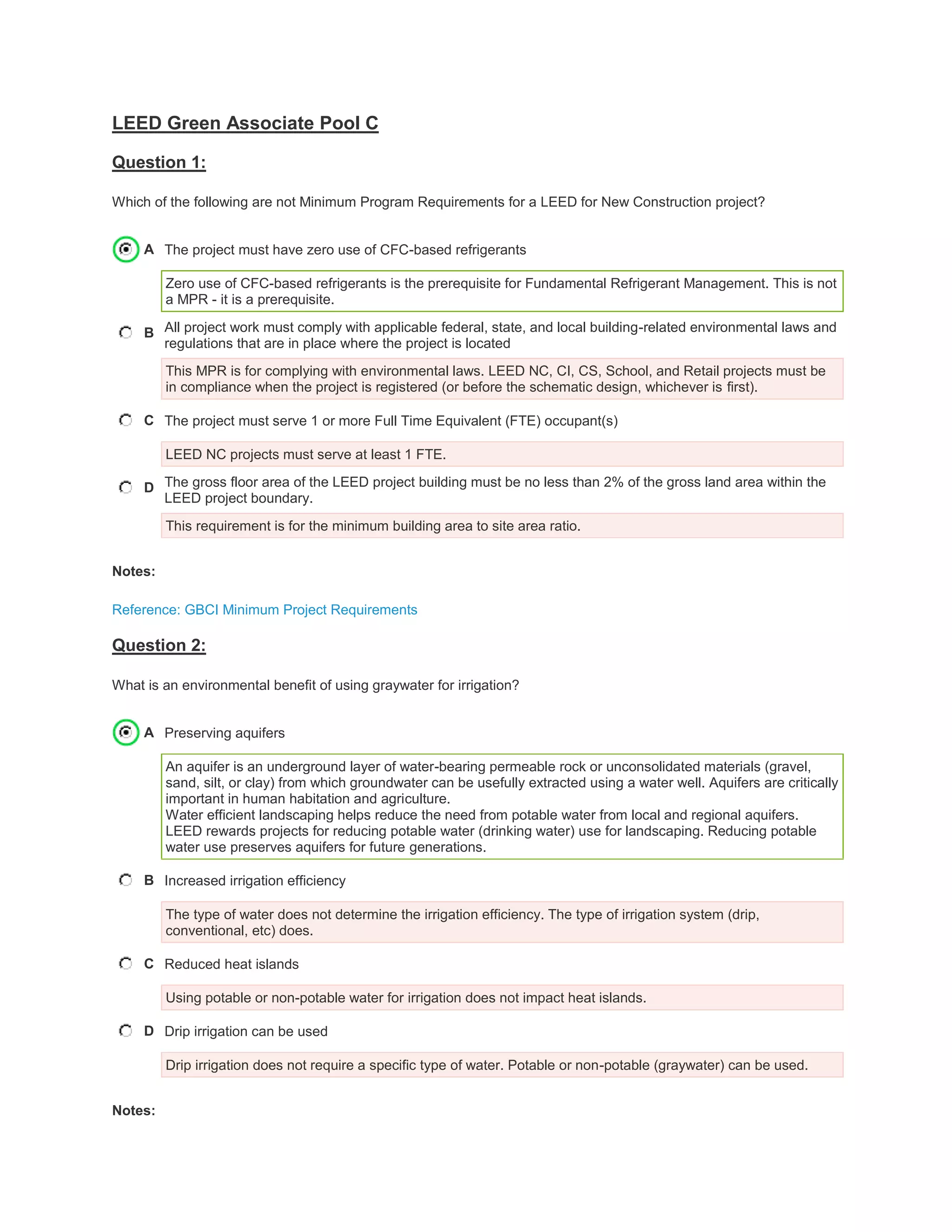 Leed green associate pool c - answer | PDF