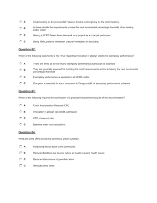 Leed green associate vi. stakeholder involvement in innovation question | PDF