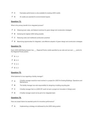 Leed green associate vi. stakeholder involvement in innovation question ...