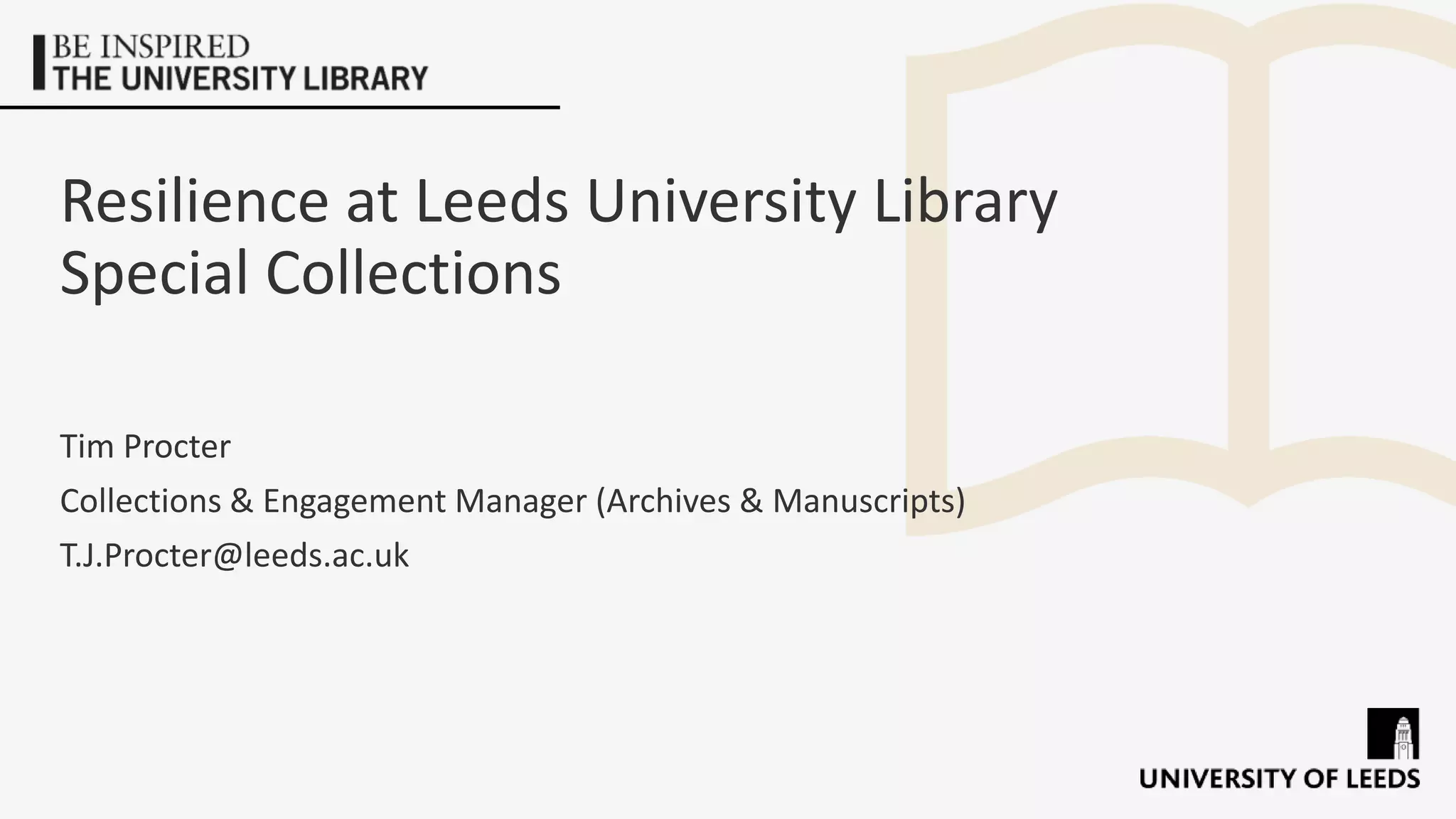 Tim Procter (University of Leeds) - Resilience at Leeds University ...